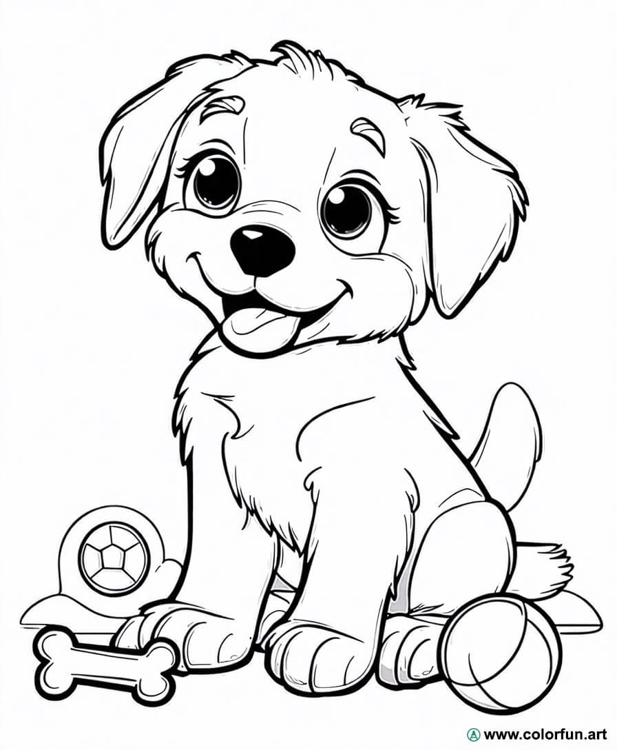 Coloriage de chiot facile à réaliser à Télécharger ou à Imprimer ...