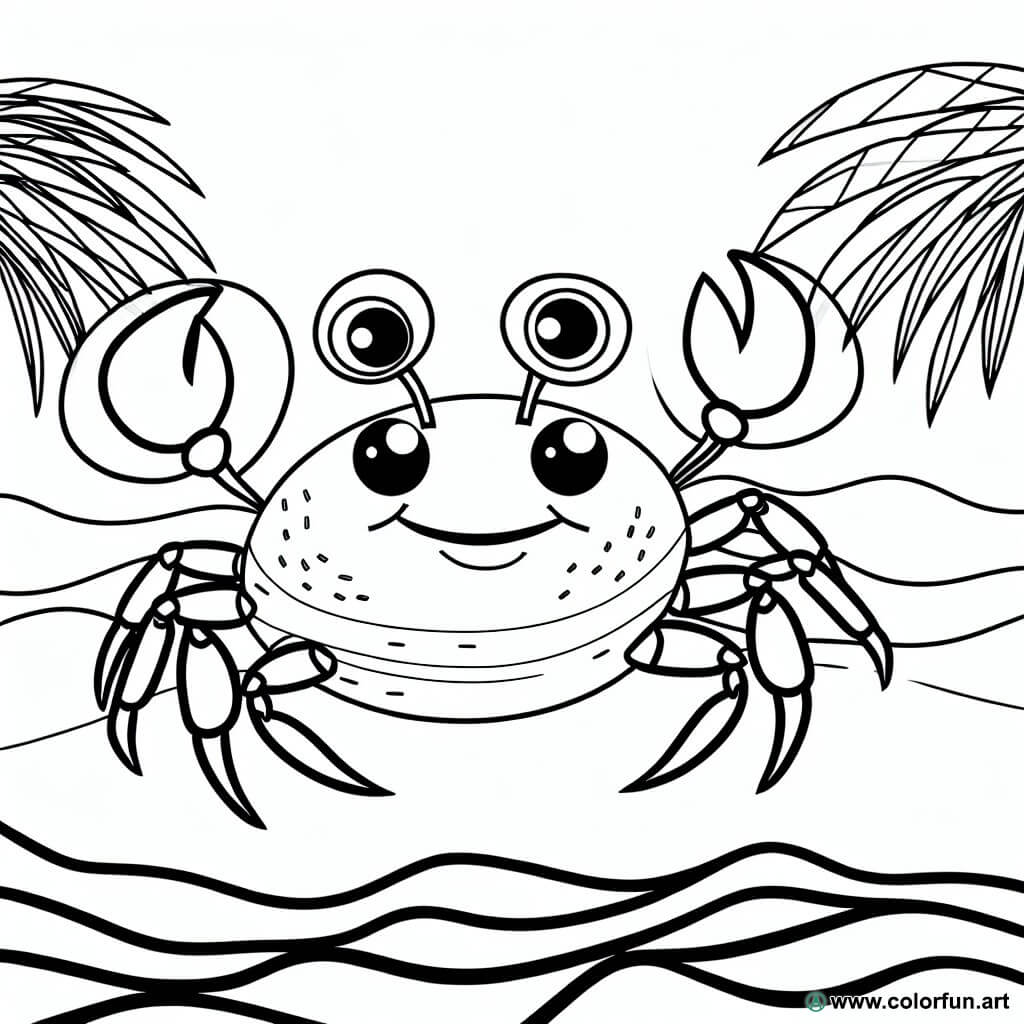 Coloriage d'un crabe tropical à Télécharger ou à Imprimer gratuitement