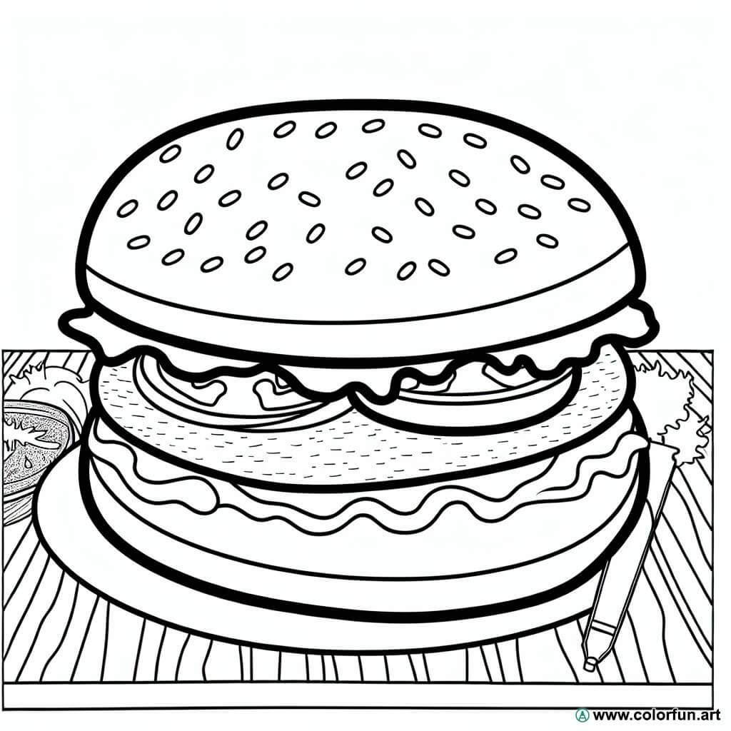 Coloriage de burger à Télécharger ou à Imprimer gratuitement