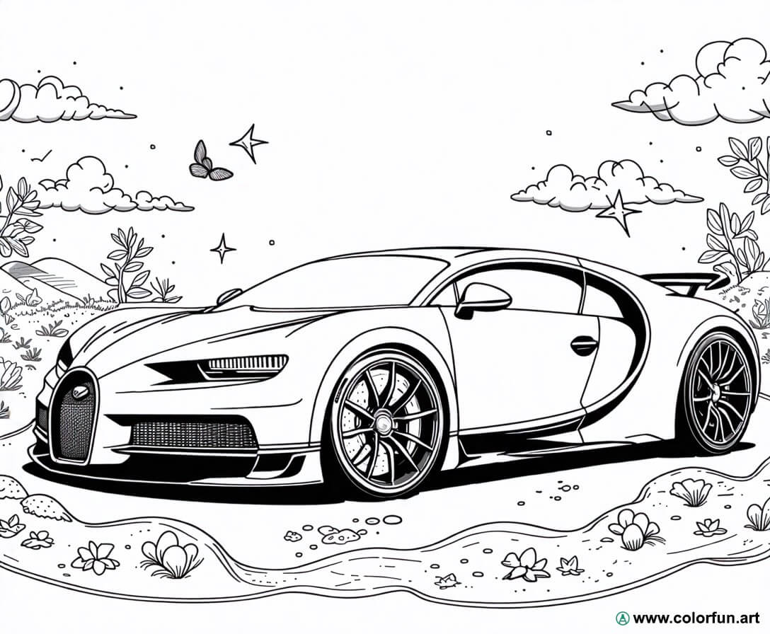 Coloriage de la Bugatti de luxe à Télécharger ou à Imprimer gratuitement