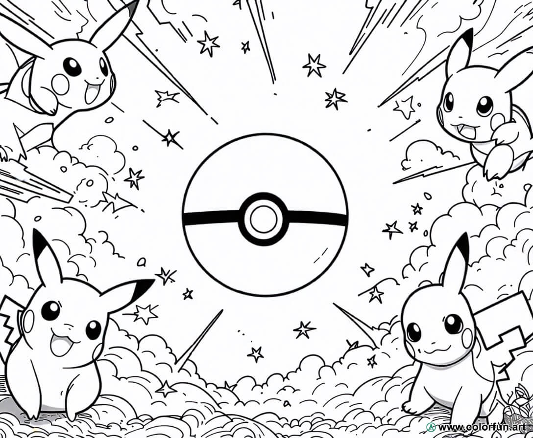 Coloriage créatif de Pokeball à Télécharger ou à Imprimer gratuitement
