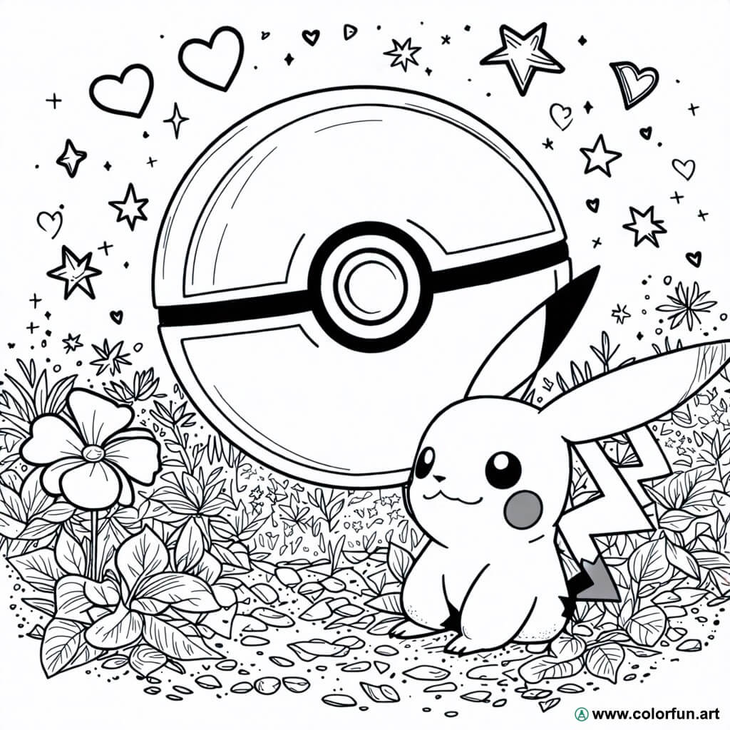 Coloriage mignon de Pokeball à Télécharger ou à Imprimer gratuitement