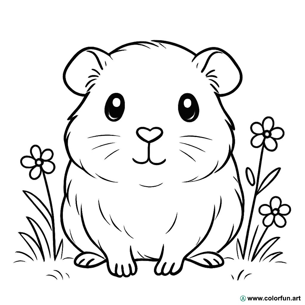 Coloriage d'un mignon cochon d'Inde à Télécharger ou à Imprimer ...