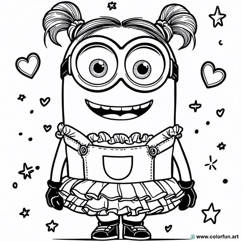Coloriage de minion pour fille à Télécharger ou à Imprimer gratuitement