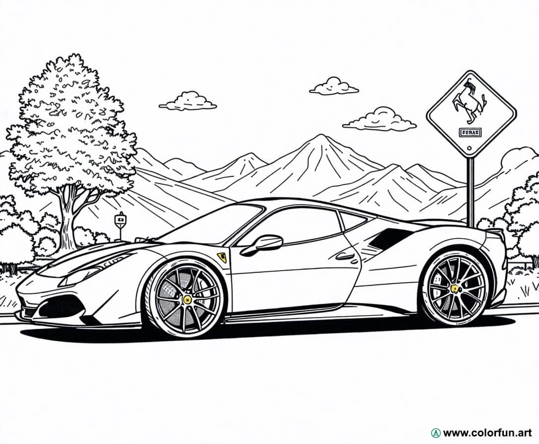Coloriage de la Ferrari 488 Pista à Télécharger ou à Imprimer gratuitement