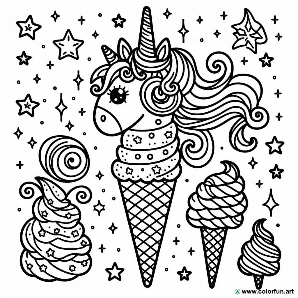 Coloriage Glace Licorne