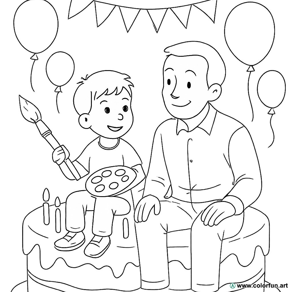 Coloriage original pour l'anniversaire de papa à Télécharger ou à ...