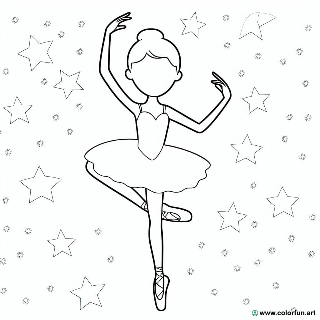 Coloriage d'une danseuse facile à Télécharger ou à Imprimer gratuitement