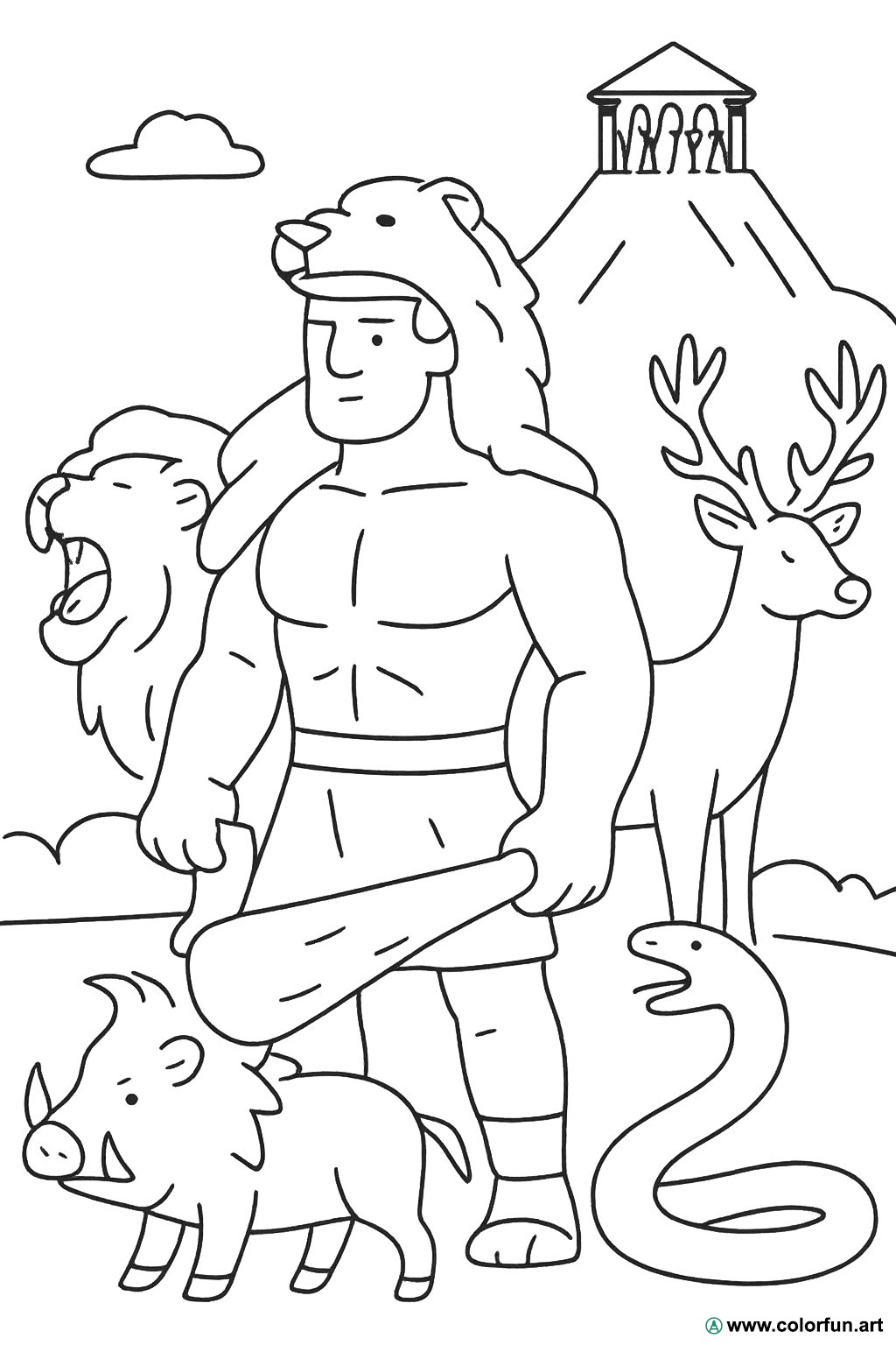 Coloriage des Travaux d'Hercule à Télécharger ou à Imprimer gratuitement