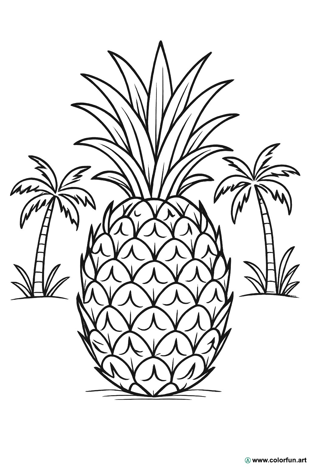 Coloriage d'un ananas exotique à Télécharger ou à Imprimer gratuitement