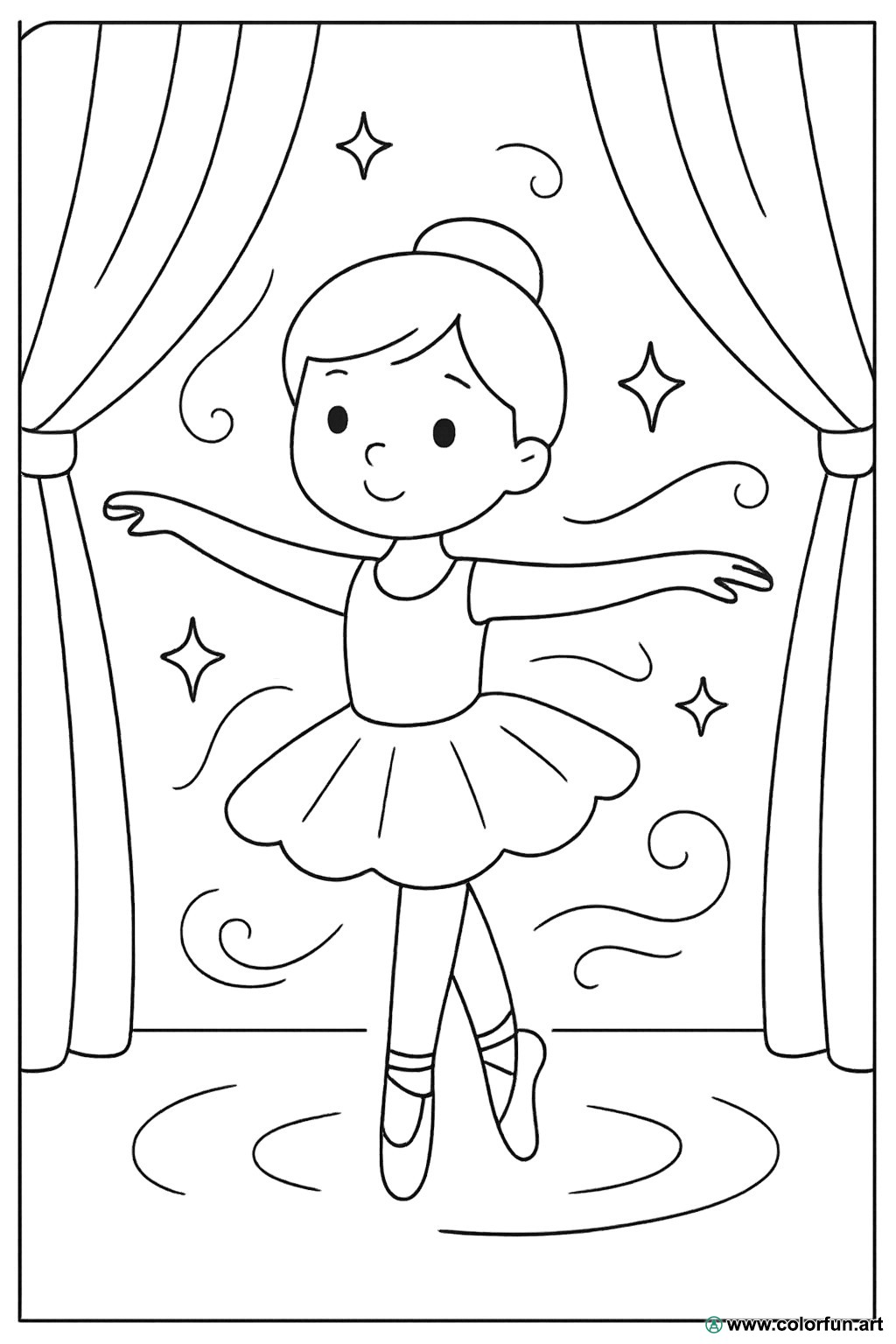 Coloriage d'une danseuse étoile classique à Télécharger ou à Imprimer ...